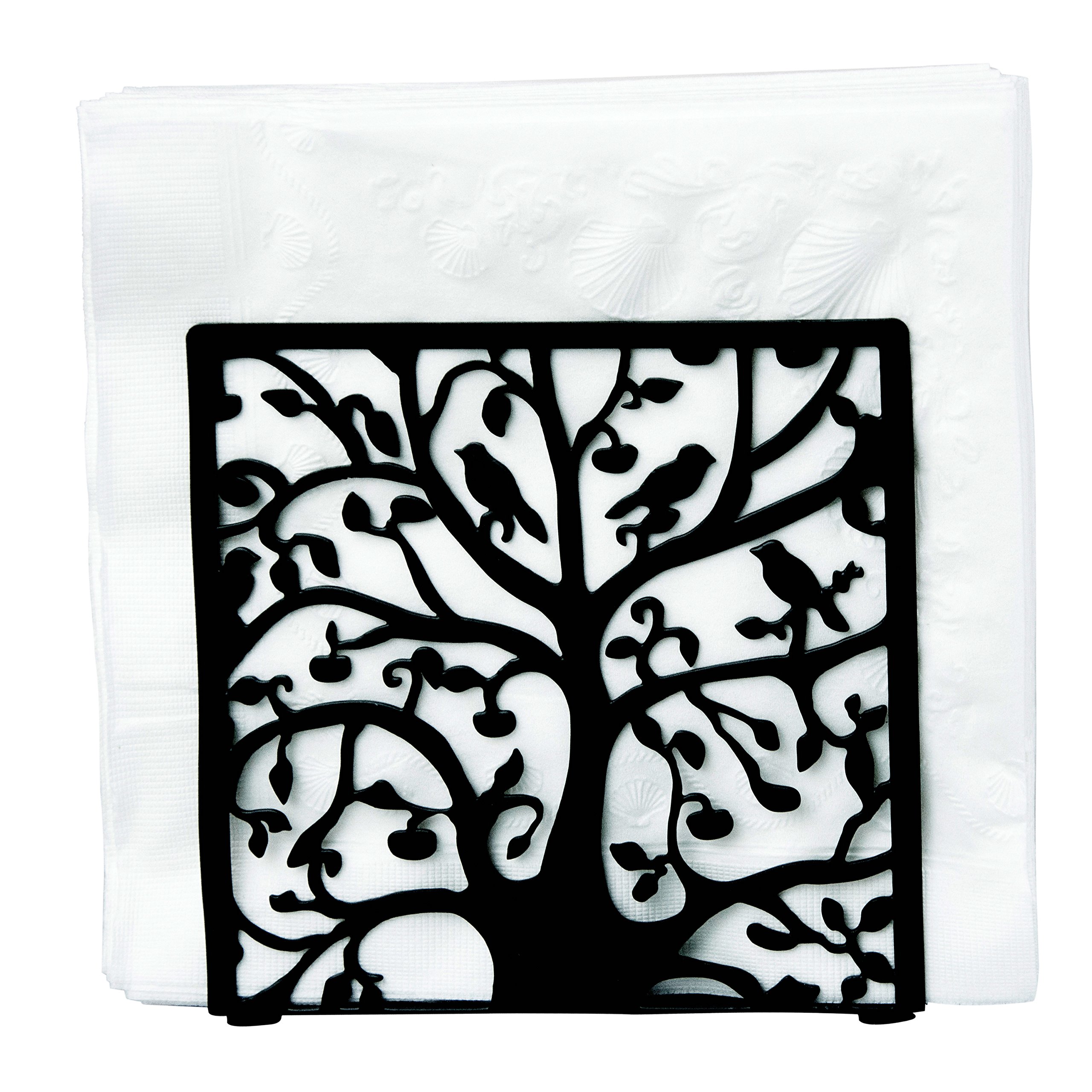 MyGift Black Metal Napkin Holder Cutout Tree and Bird Design for Table Top, Counter Top, Kitchen, Buffet, Restaurant, Dinner Party, Holiday Gifts