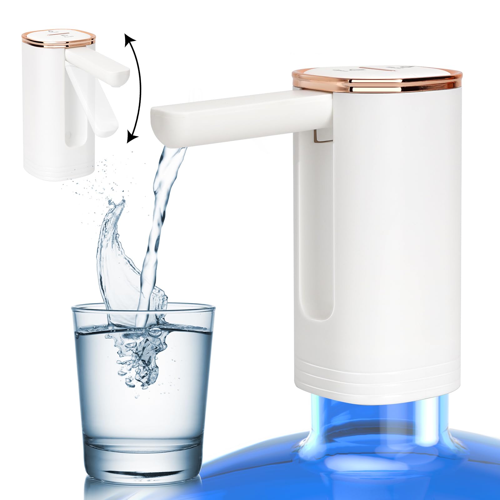 Ytqyphu Water Dispenser for 5 Gallon Bottle,Foldable Portable Water Bottle Pump,USB Charging Electric Drinking Water Pump,for Camping Essentials, Water Table Pump,Kitchen, Office, Picnic