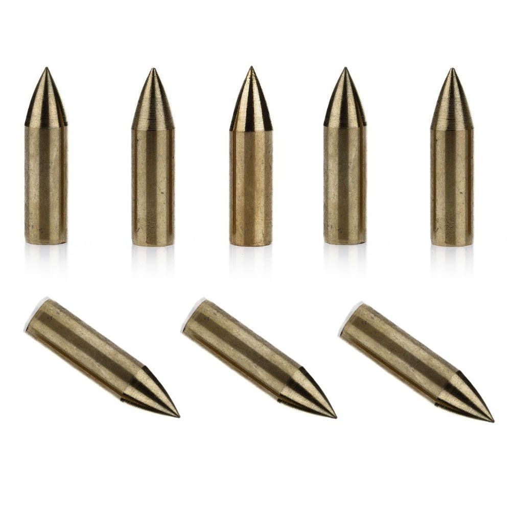 Huntingdoor 24Pcs Golden Glue-On Archery Field Points 5/16-Inch 100 Grain Arrow Pratice Point Tips