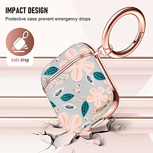 Youskin Airpod 1st&2nd Generation Case Flower Cute,AirPod 1&2 Case, Rose Golden Plating Airpods 2&1 Case for Men Women with Keychain,Shockproof Protective Case for AirPod 2 & 1,Blue Pink Flower