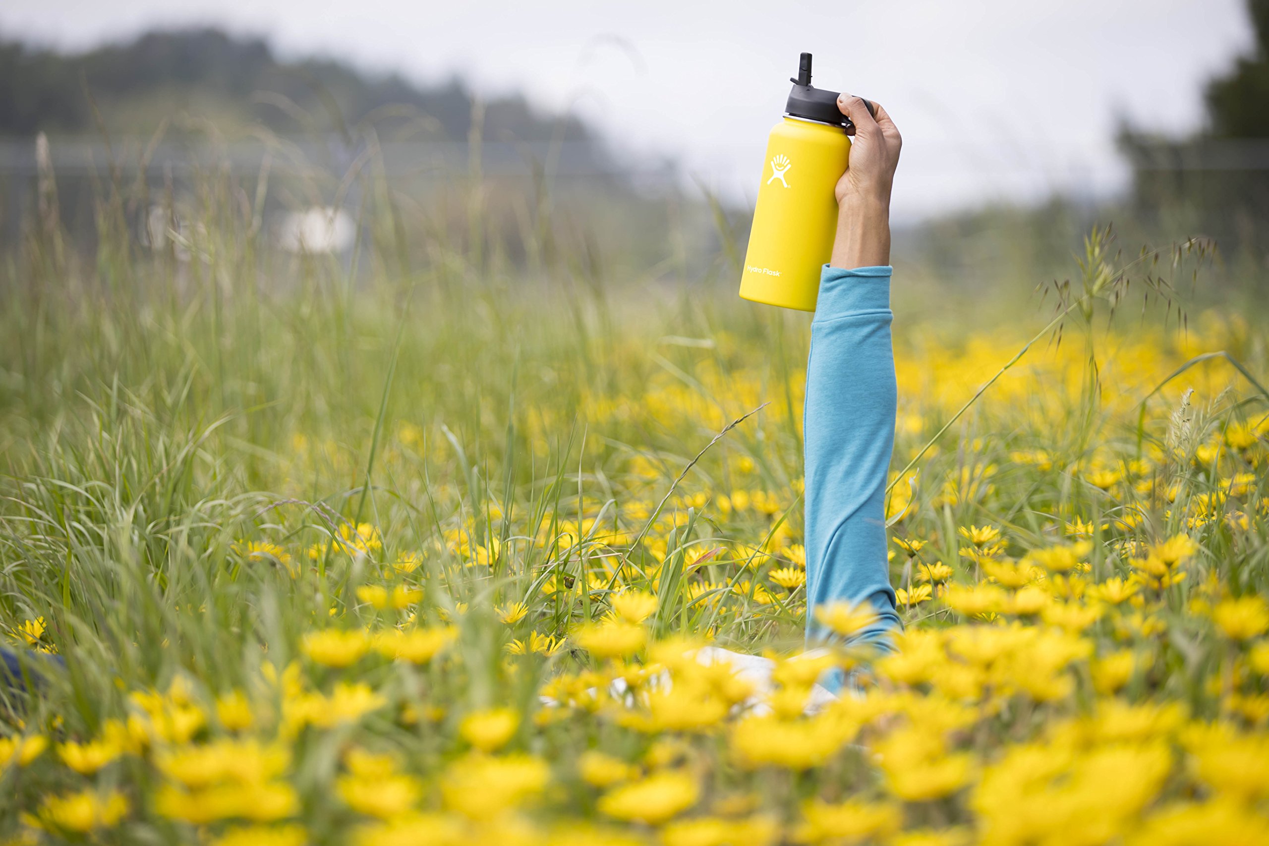 Hydro Flask Vacuum Insulated Stainless Steel Water Bottle Wide Mouth with Straw Lid (Graphite, 40-Ounce)
