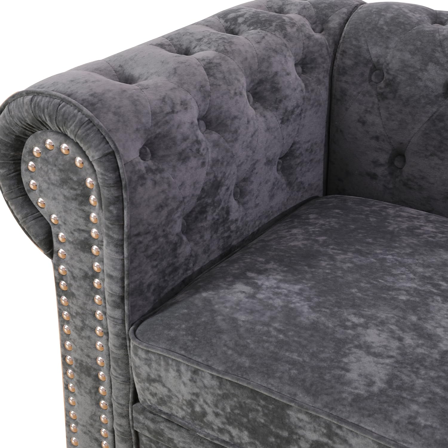 SIENWIEY Chesterfield Sectional Sofa,Deep 80 Inch Luxurious L Shaped Couch Button Tufted Velvet Sofa/Upholstered Rolled Arm with Rivets/Chesterfield Settee Modern 5 Seater Sofa for Living Room,Black