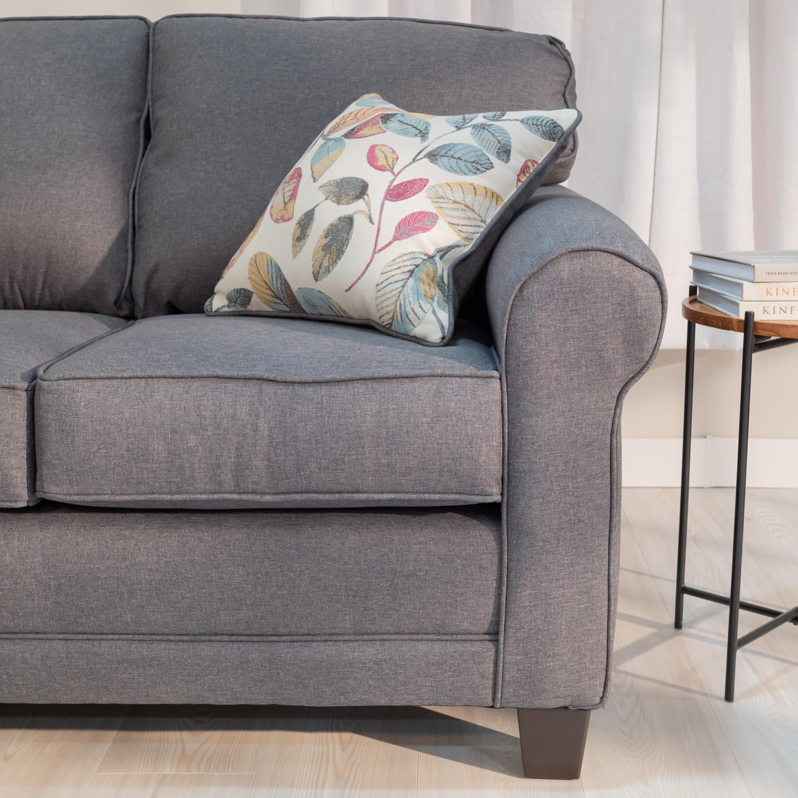 Roam & Remain Sheffield Extra-Large Upholstery Fabric Left-Facing Sectional Sofa for Living Room, L-Shaped, Grey, 6-Seat