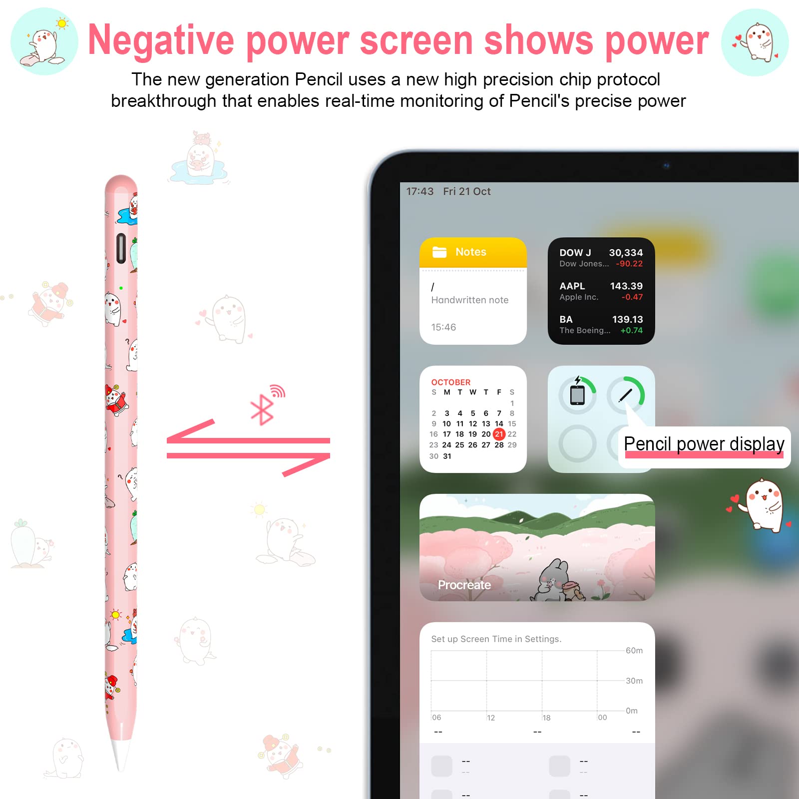 Stylus Pen for iPad,Compatible with Apple iPad 2018 and Later, iPad Pro 11&12.9 inch, iPad 6/7/8/9th, iPad Mini 5/6, iPad Air 3/4/5 Gen(Pink)