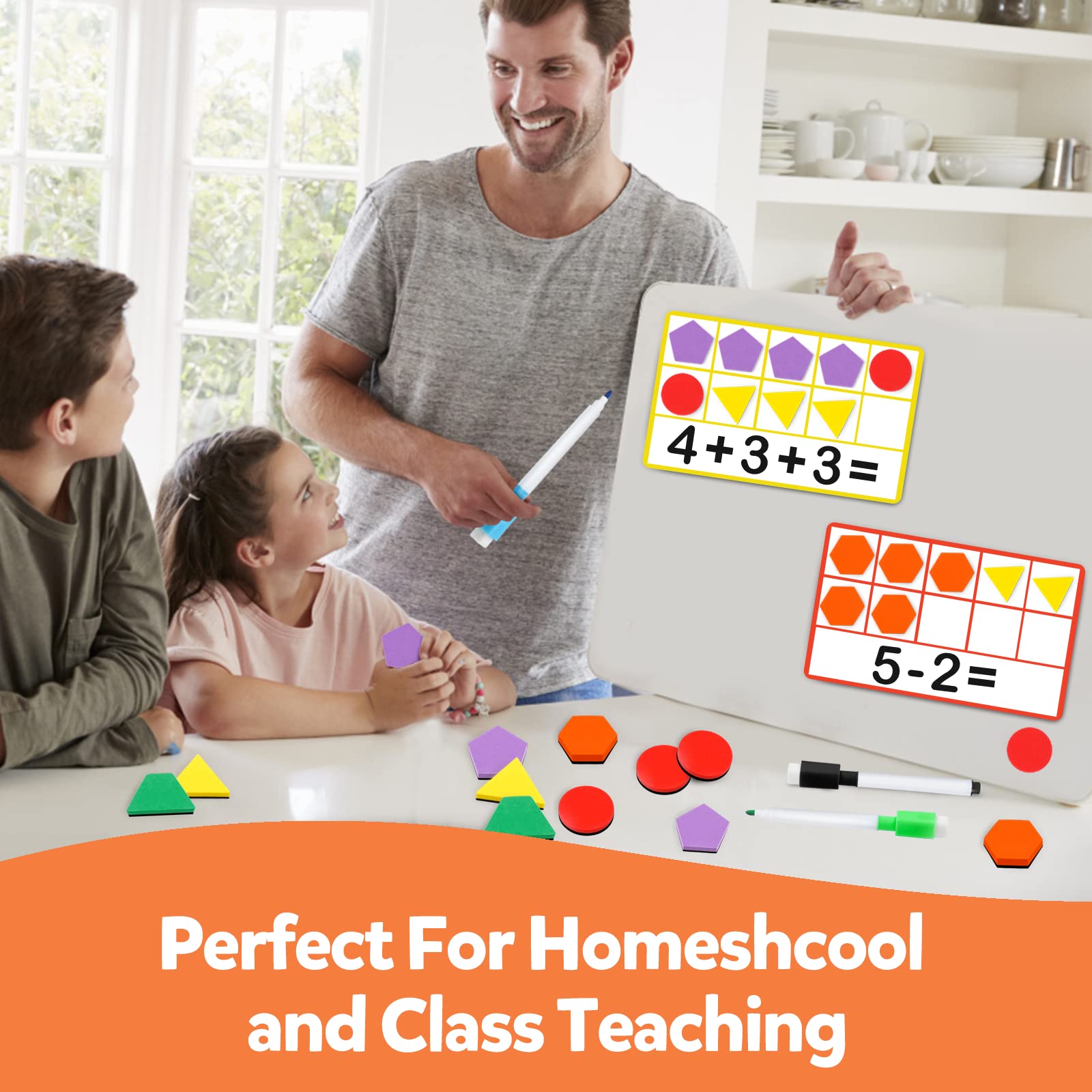 RAEQKS Large Magnetic Ten-Frame Set Math Manipulative Preschool Learning Shape Number Counting Games for Kids Montessori Educational Math Counters Toy for Elementary Kindergarten Homeschool Supplies