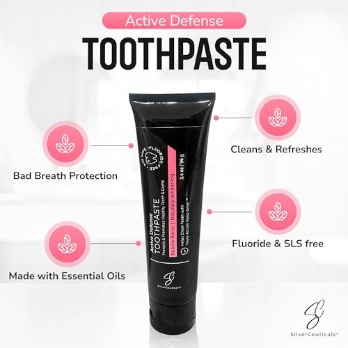 SilverCeuticals Toothpaste - Bubble Berry - Contains 25ppm Silver - Coral Calcium - Whitens - Kid Safe - Remineralizes - Whitening - Healthy Teeth & Gums - No Fluoride, SLS or Preservatives - 3.4oz