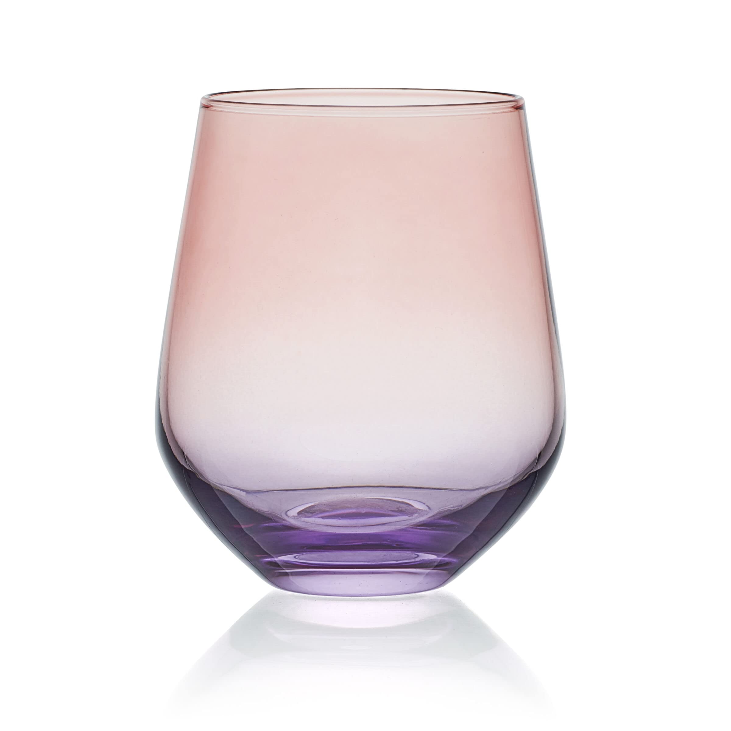 Mikasa Chroma Set of 4 Stemless Wine Glasses, 13 Ounce, Rainbow
