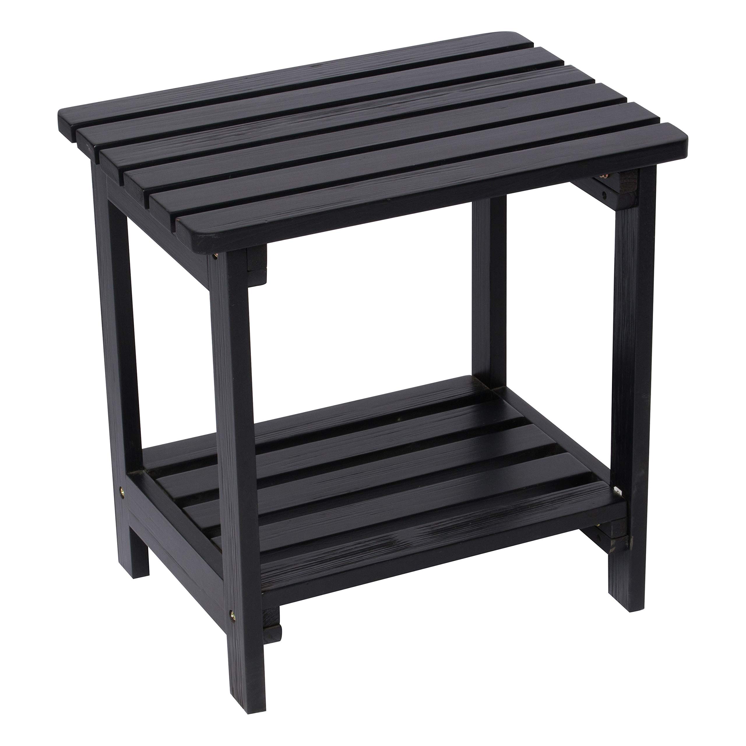 Shine Company 4114BK Providence Rectangular Adirondack Outdoor Side Table | Wood Accent Table for Indoor/Outdoor β Black