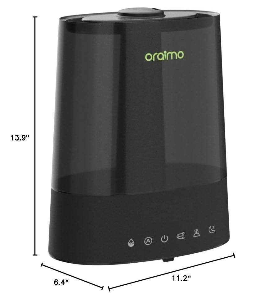 Oraimo Humidifiers for Bedroom Large Room, 6L Top Fill Cool/Warm Mist Humidifier, Max 700ml/H, Auto, Diffuser, 28 dB Quiet, Timer, Remote Control
