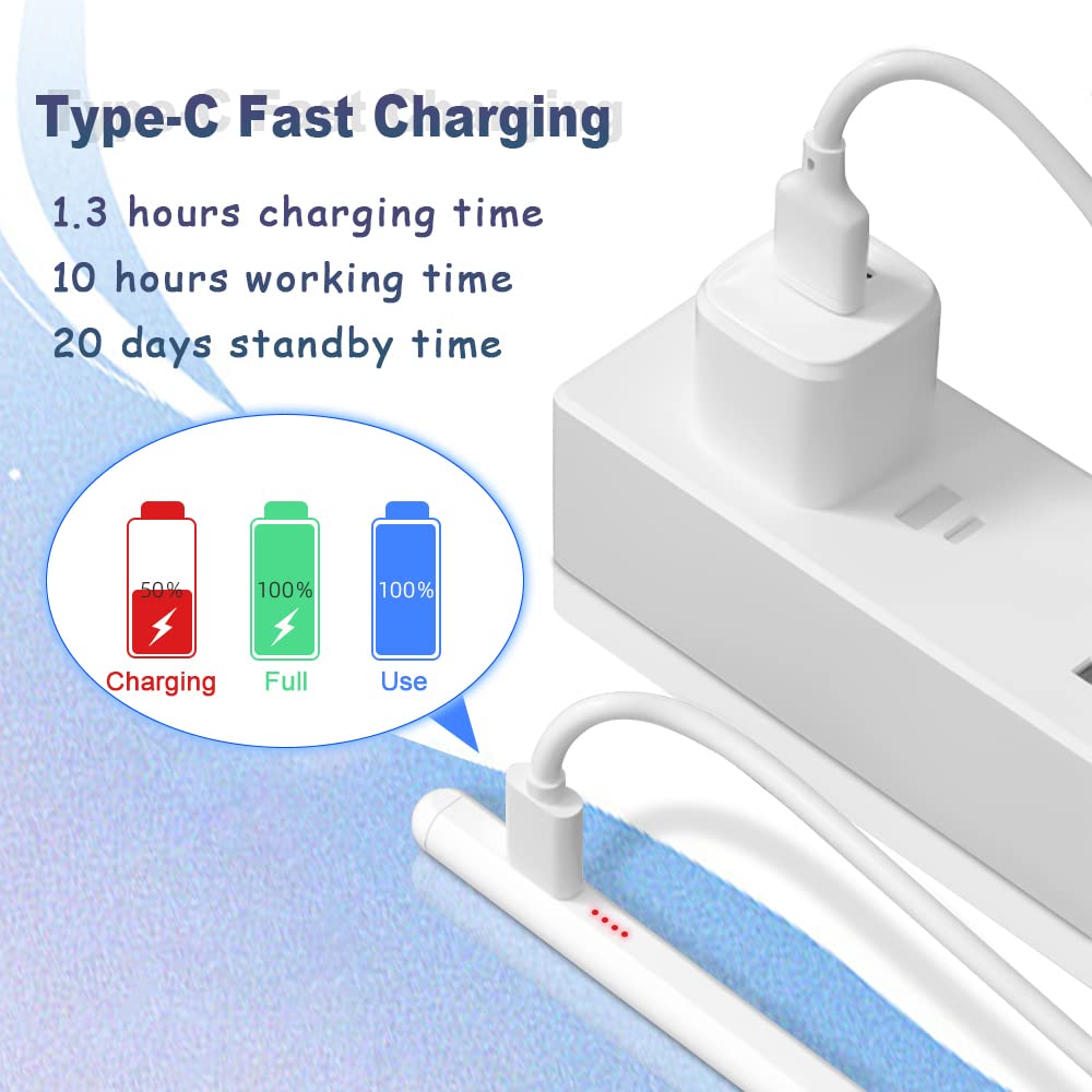 Stylus Pen, White Universal Magnet Active Pencil with Type-c Fast Charging Touch Screens for Capacitive Smartphones, Android/iPad Tablets
