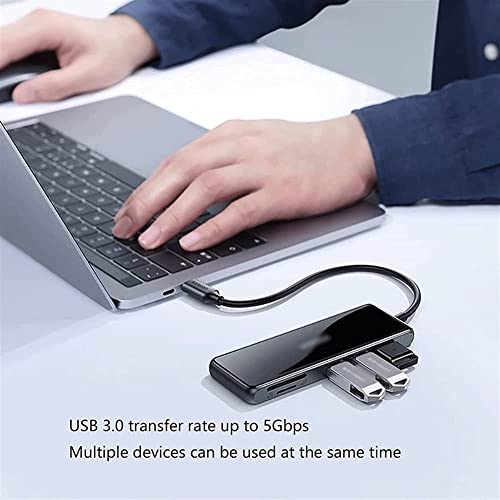 SURURA USB-C Hub,6 in 1 Multiport USB-C Docking Station with 4K HDMI, 3 USB 3.0 Ports, SD/TF Card Reader, USB Splitter Adapter
