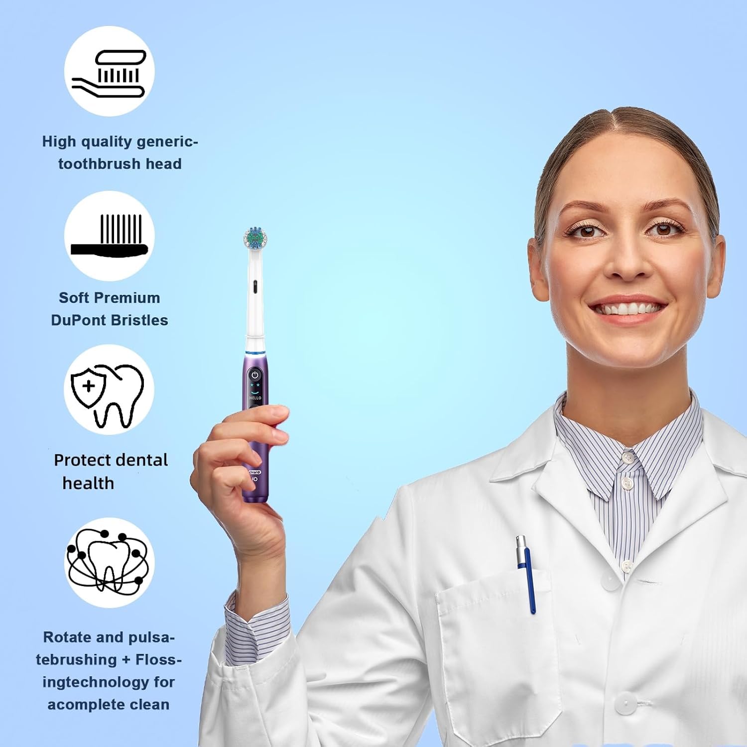 Replacement Brush Heads Compatible with Oral B,Electric Toothbrush Heads Cross Action for Oral-b Braun Pro 1000and More