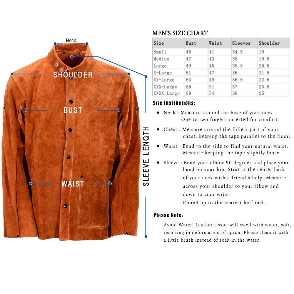 QeeLink Leather Welding Work Jacket with Split Leg Apron Flame-Resistant Heavy Duty Split Cowhide Leather Welder Jackets with Welding Apron for Men & Women, XX-Large