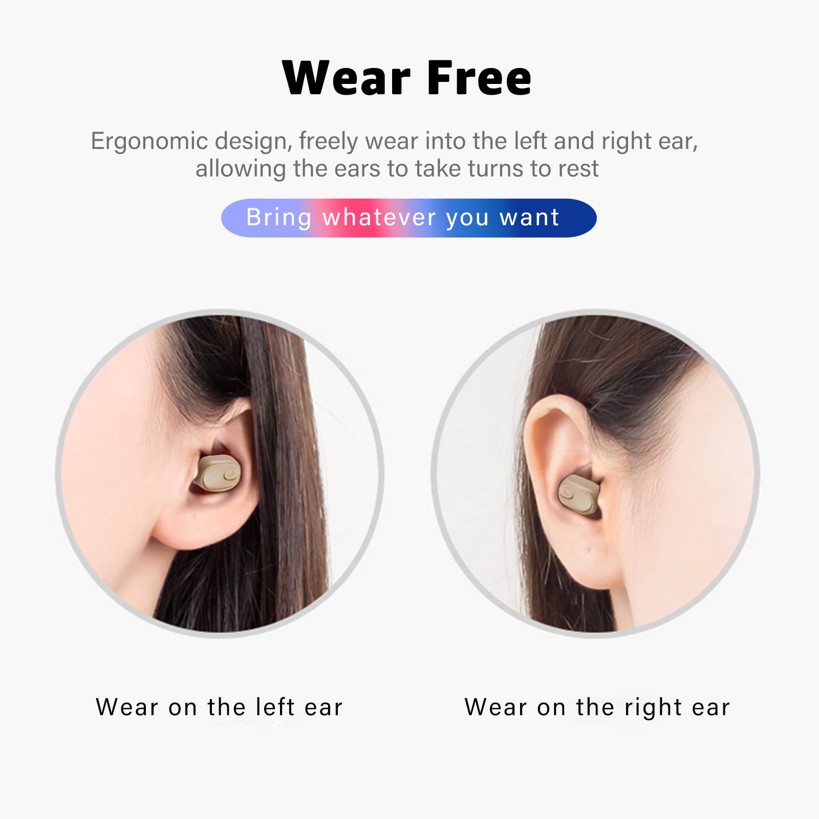 SYSFUN Single Bluetooth Wireless Earbud, Mini Invisible in-Ear Wireless Bluetooth Headphone 12 Hours Super Long Battery Life Suitable for Sports, Work and Sleep- Beige