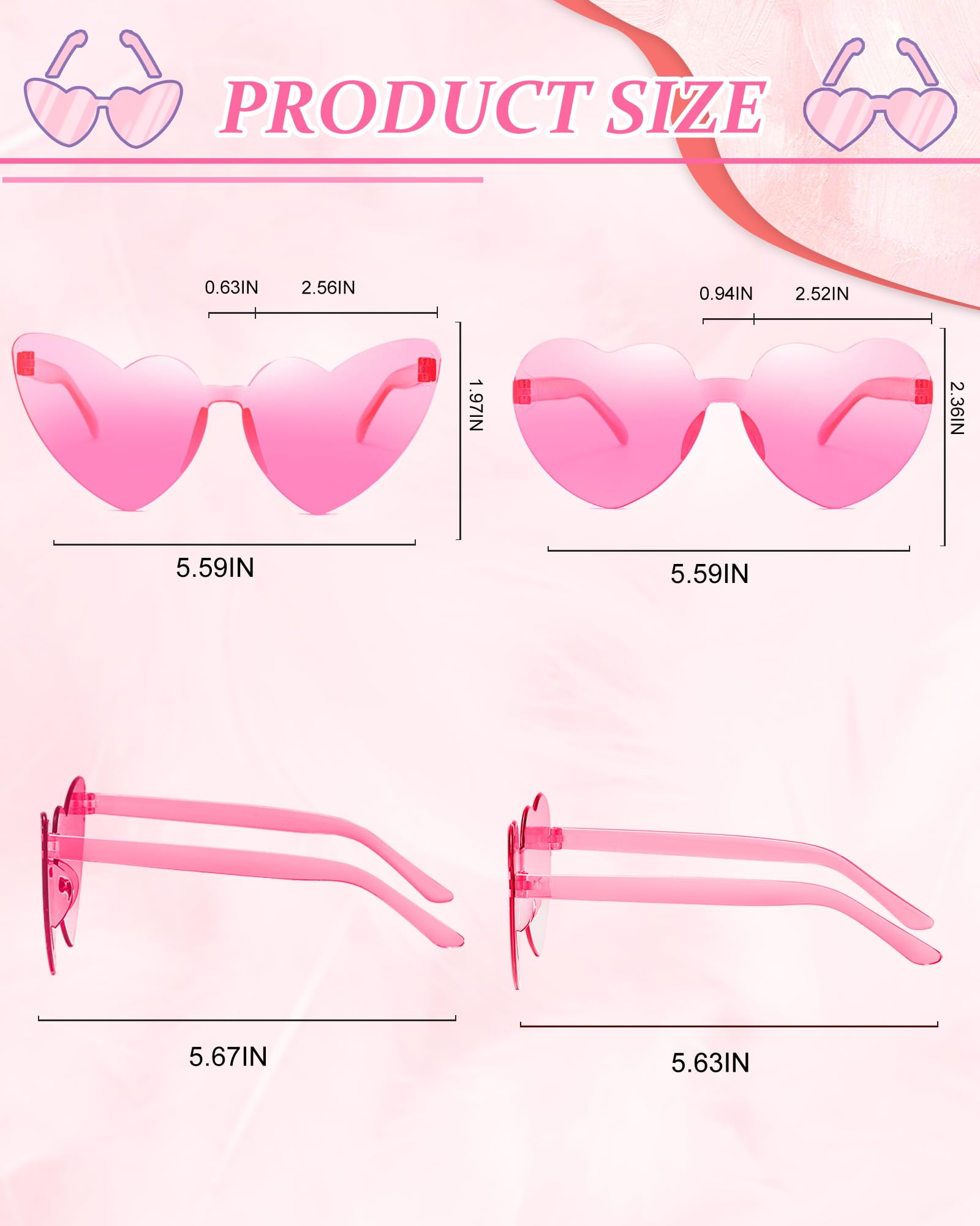 Salfboy 200 Pairs Heart Shaped Sunglasses Heart Sunglasses Bulk Candy Color Plastic Sunglasses Valentines Party Favors