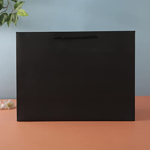 OfficeCastle 10 Pack X-Large Gift Wrap Bags with Handles, 16”x6”x12” Luxury Black Gift Bags for Men, Merchandise Bags Bulk, Shopping Bags