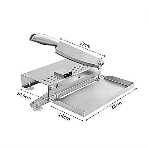 N / B Manual Meat Slicer, Stainless Steel Frozen Meat Slicer, Sharp Blade, Fast Cutting, with Side Tray, for Home Use Beef Mutton Bacon Cheese Nougat Deli