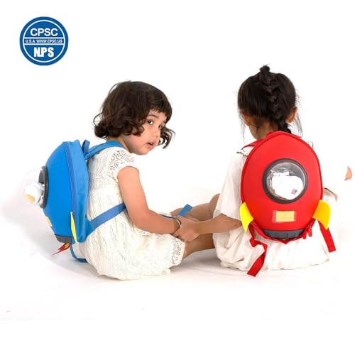 Supercute Kids Rocket Backpack, Toddler Travel Backpack for 3-8 Year Old Boys Girls Waterproof Bookbag for Student (Red)