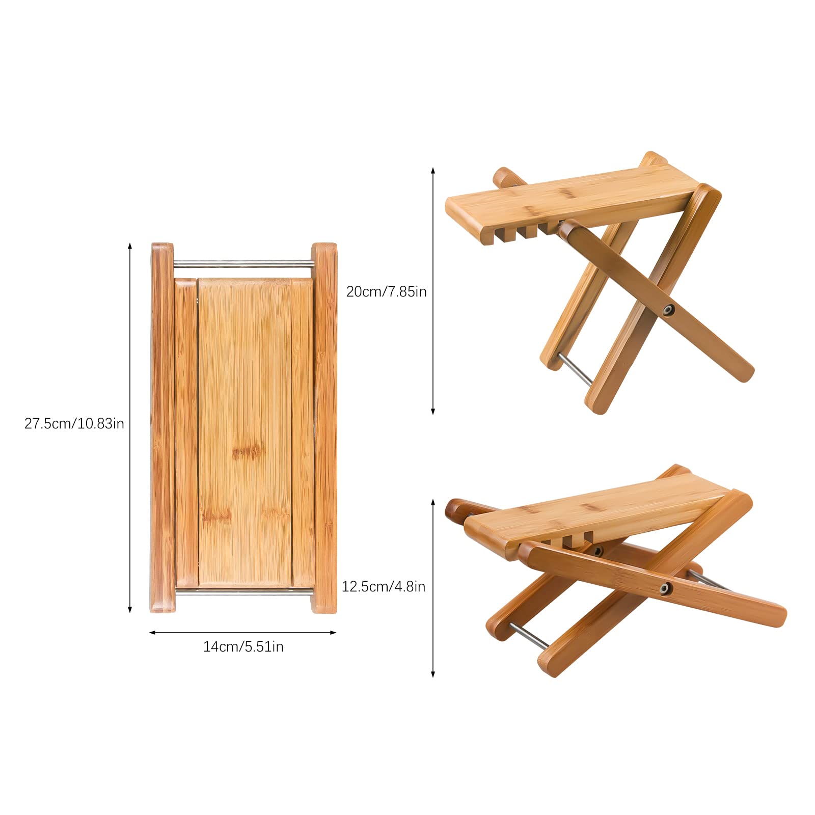 KVMORZE Guitar Foot Stool, Folding Bamboo Footstool, 4 Gears Adjustable Guitar Foot Rest Stand for Guitar Lovers, Foldable Footrest for Classical Acoustic Guitar (Original Bamboo)
