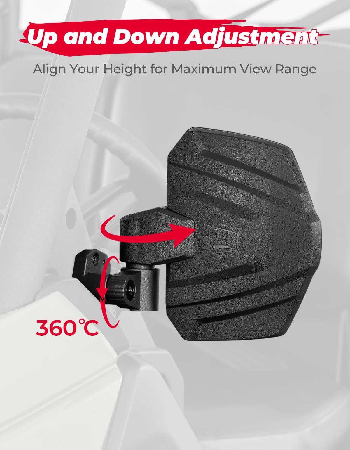 KEMIMOTO UTV Side Mirrors, Side by Side Mirrors Compatible with Can-Am Defender HD 5/8 / 10 / MAX 2016-2022, OE Replace #715002459 Sold in One Pair- Work with Roof and Windshield