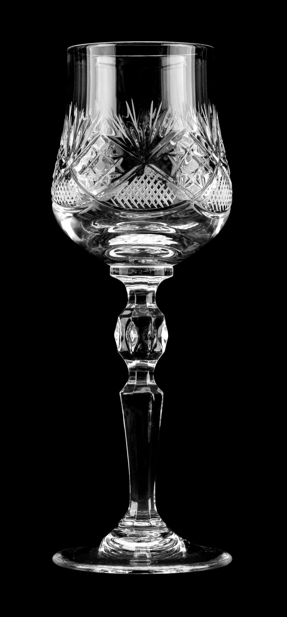 Neman Set of 6 Russian Cut Crystal Shot Glasses 2-Oz. Hand Made Vodka or Liquor Stemmed Vintage Glassware