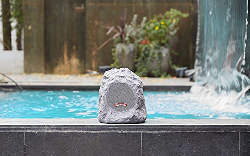 Margaritaville Outdoor Rock Bluetooth Wireless Speaker | Durable Bluetooth Speakers, Fantastic Yard or Patio Decor, IPX-4 Waterproof Rated, Granite Grey “On The Rock