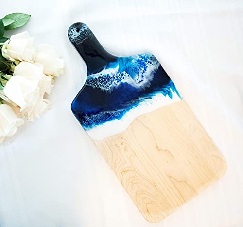 Ocean Theme Wood Cutting Board with handle or Cheese Serving Board Party Tray Coastal Decor