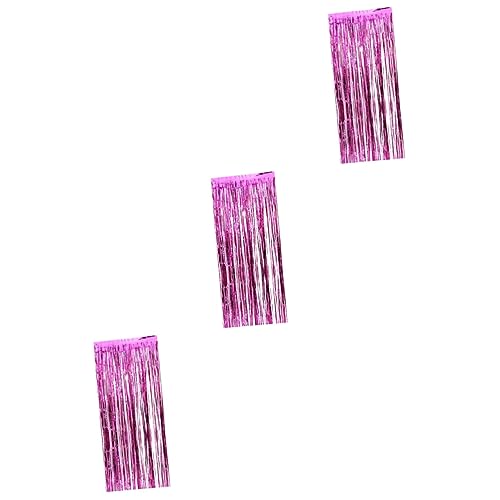UKCOCO Rose Gold Fringe Curtain 3pcs Tinsel Curtain foil Curtain Party Decoration Plastic Fringe Curtain Fringe Curtain Decoration Aluminum foil Decorate Metallic line