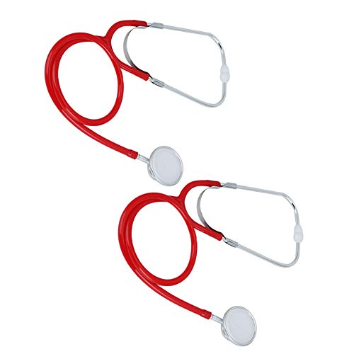 Stethoscope, Universal Dual Head Stethoscope, 2 Set Dual Head Stethoscope for Adults Children Suitable for Doctors, Nursing Students and Home Use Health Care Device(Red)
