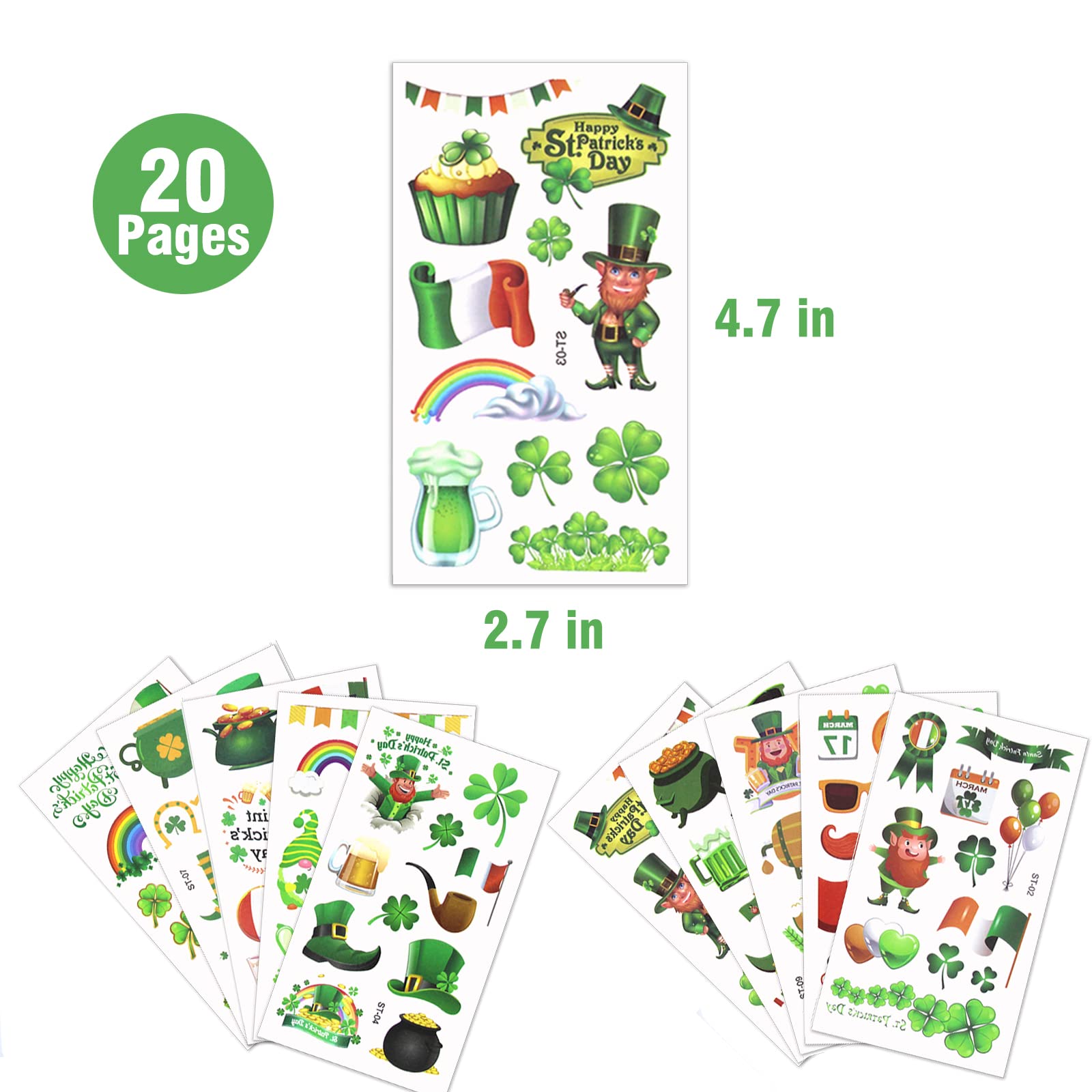 St Patricks Day Tattoos, 200 Pcs Shamrocks Temporary Tattoo, St. Patrick's Day Temporary Tattoos Shamrocks, St Patricks Day Decorations Party Favors