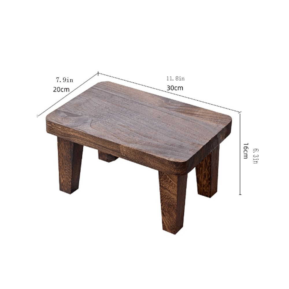 TEMIREN Solid Wooden Bench Household Stool,Living Room Step Stool Short Stool,Coffee Table Stool Shoe Stool,Wooden Plant Stand (11.8 "x7.8 x6.3) (Heavy Carbon)