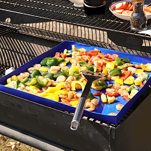 Solid Cooking Oven Basket, Black Basket, Non-Stick PTFE Solid Pizza Basket Tray, Food Grade BBQ Crisper Basket for French Fries, Chicken Fillets, Chicken Wing Rack by KITCHENRAKU KR