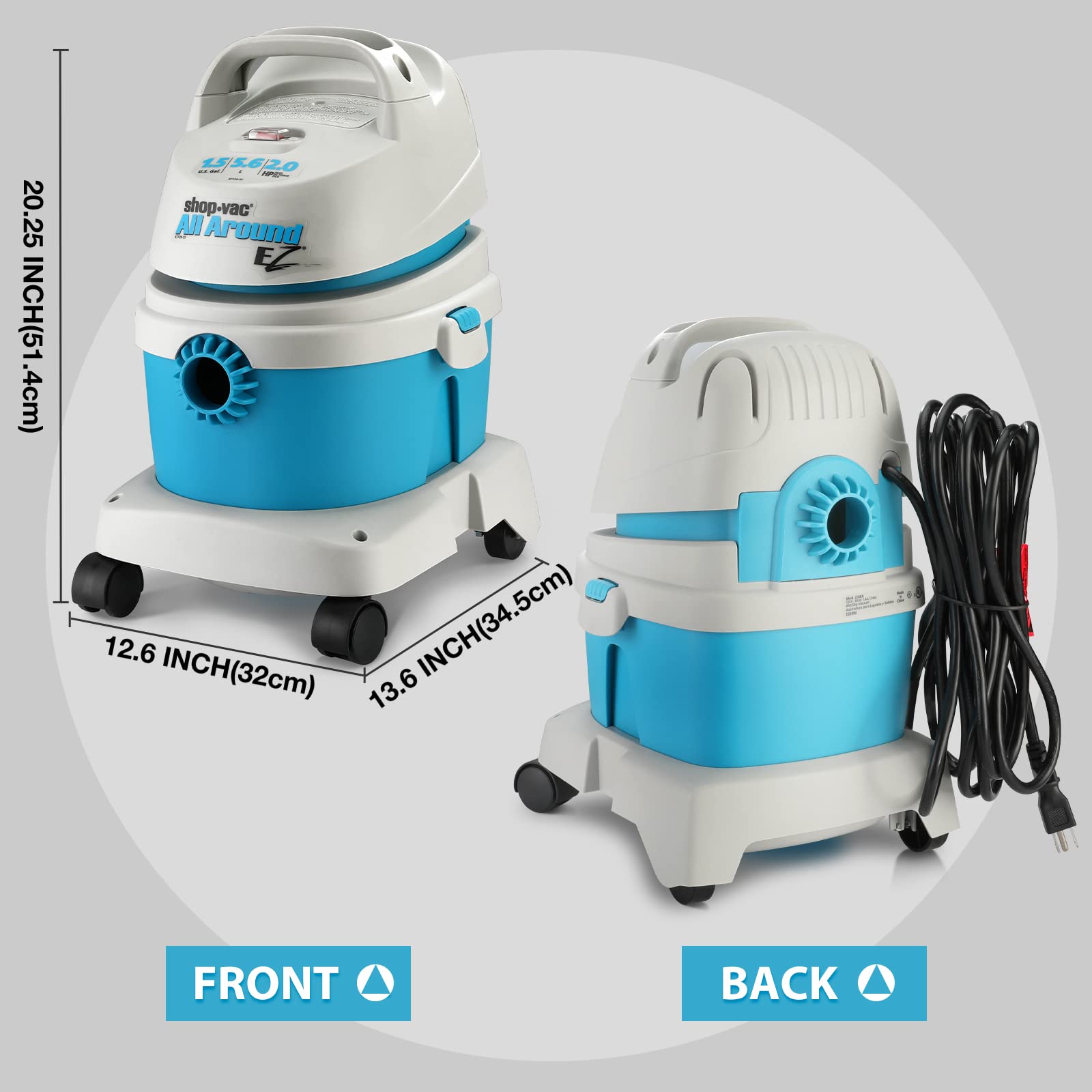 Shop-Vac 5895100 1.5 Gallon 2.0 Peak HP Wet/Dry Vacuum + 90667 1.5-Gallon All Around Collection Bag,6 Pack