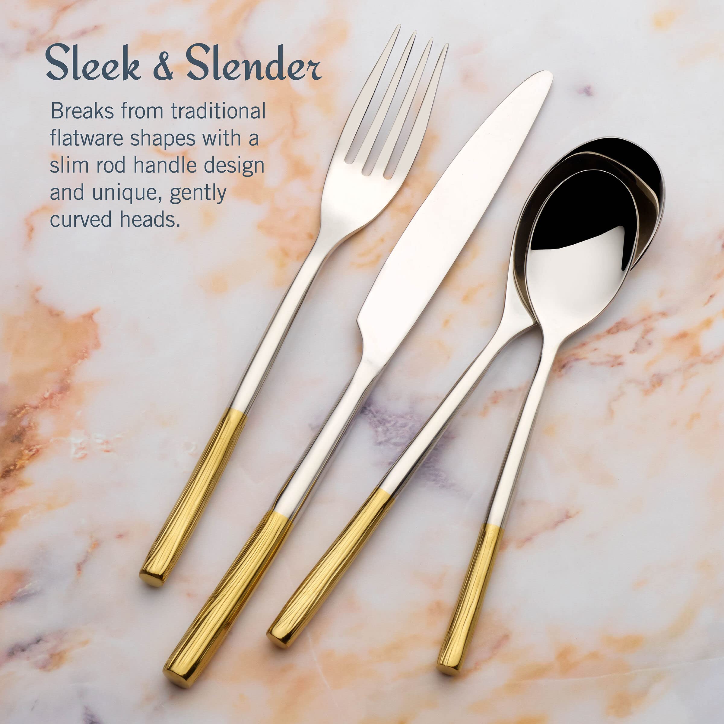 Mikasa Duval Gold Lines 18.0 Forged Stainless Steel 16 Piece Cutlery Set, Service For 4