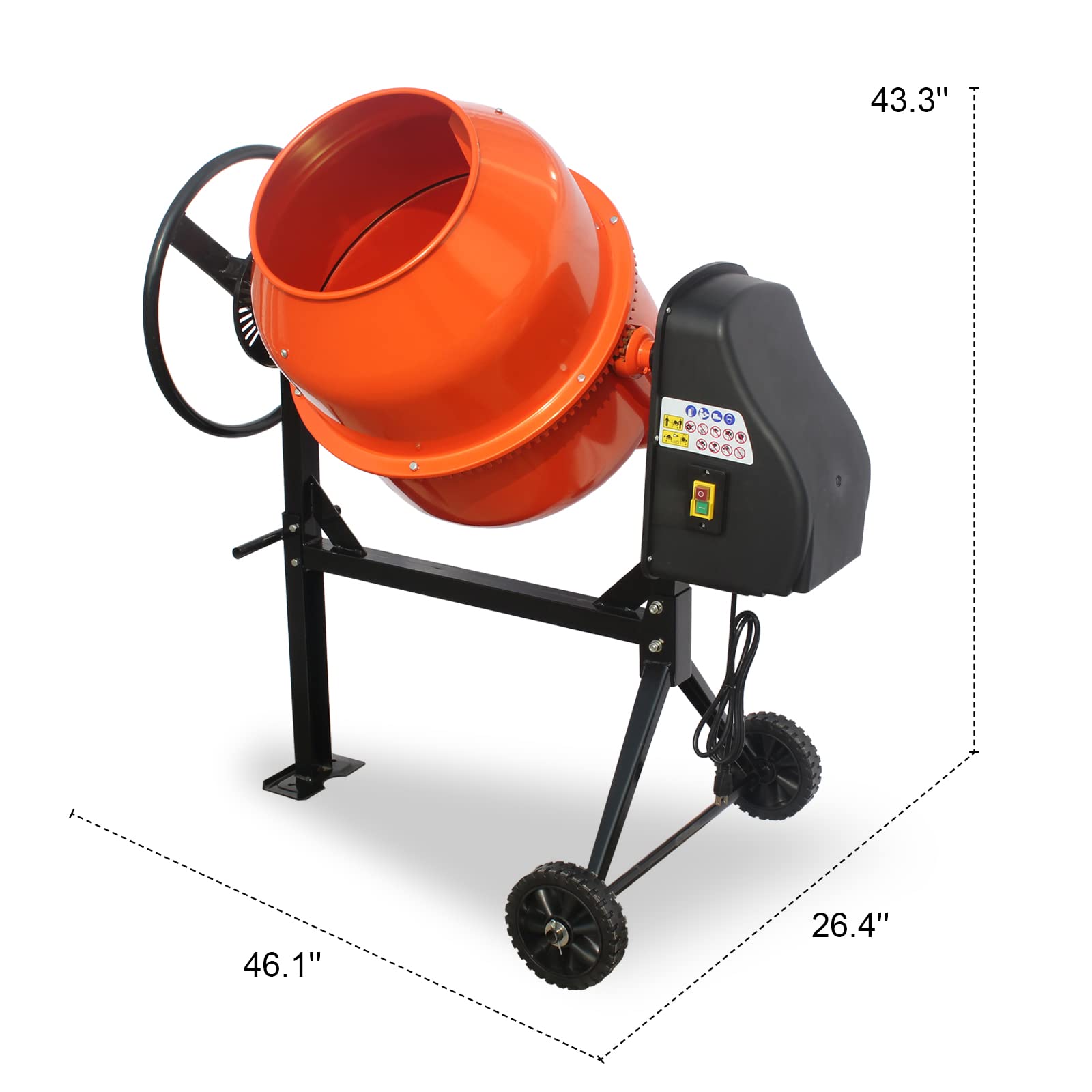 Oarlike Electric Concrete Mixer 4.2 Cu Ft Portable Cement Mixing Machine for Stucco, Mortar Seeds with Wheel and Stand