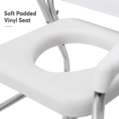 OasisSpace Rolling Shower Chair 400 lb, Rolling Commode Transport Chair with Wheels and Padded Seat for Handicap, Elderly, Injured and Disabled