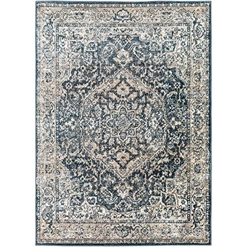 Surya Davaro Traditional Medallion Area Rug,9'2" x 12',Navy