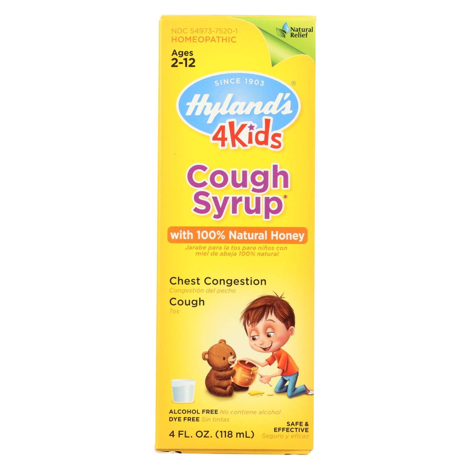 Hyland's Cough Syrup with 100% Natural Honey 4 Kids 4 oz