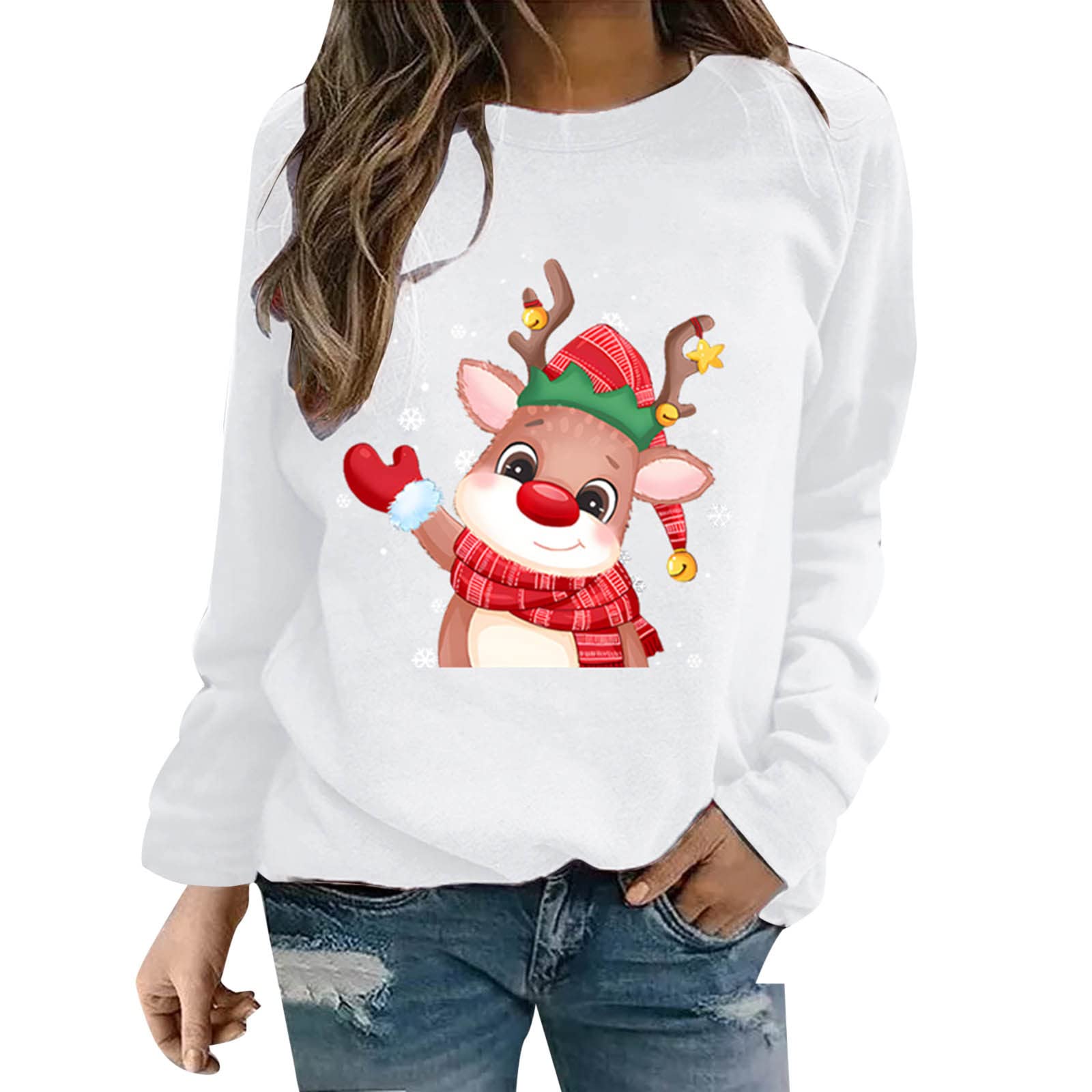 Sweatshirt For Women Hoodies Crewneck Loose Shirts Long Sleeve Festival Shirts Flowy All-match Pullovers Fall Sweatshirt White