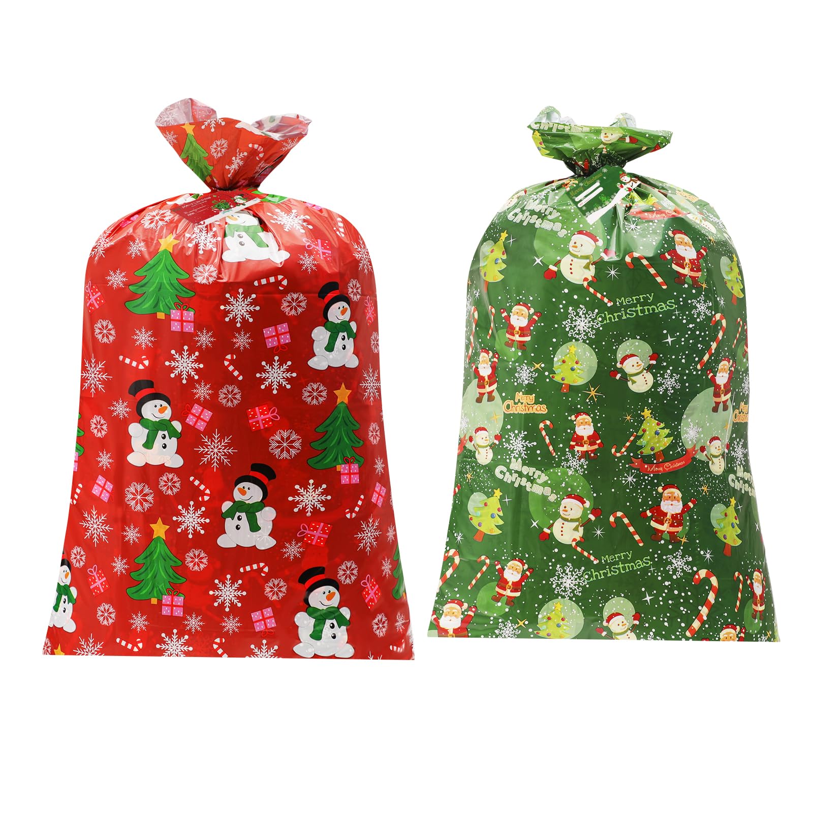 Yunaeduo Extra Large Christmas Gift Bag - 2 Pcs Large Christmas Gift Sacks 56"x36" - Jumbo Christmas Gift Bags for Giant Gifts - Heavy Duty Plastic Christmas Bags - Large Xmas Gift Bags for Presents