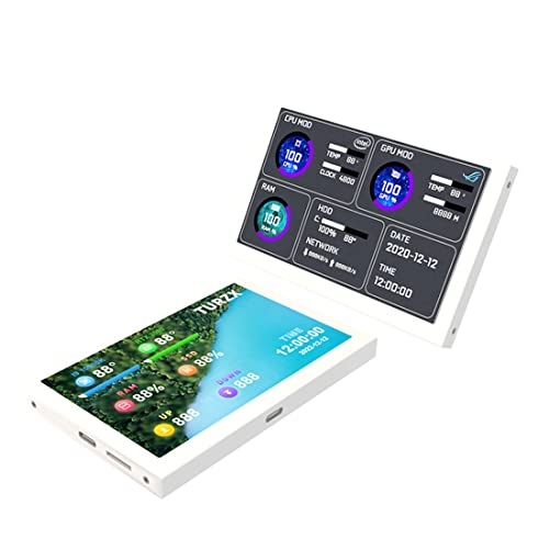 sunnei 5 Inch IPS LCD Monitor Mini Computer Monitor Secondary Screen USB Dynamic Display Sub-Screen Free Drive AIDA64, White