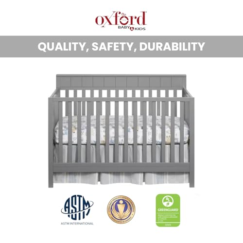 Oxford Baby Logan 4-in-1 Convertible Baby Crib, Dove Gray, GreenGuard Gold Certified