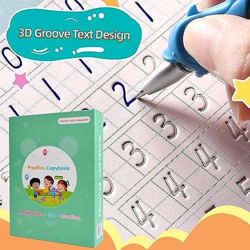 Reusable Grooved Handwriting Workbooks,Magic Copybook,Magic Writing Practice Copy Books, to Help Children Improve Their Handwriting Ink Practice Age 3-8 Calligraphy for Kids(5 Books with Pens)