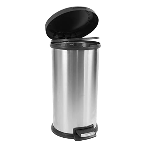 Stainless Steel 10.5 Gallon Round Step Trash Can, Silver