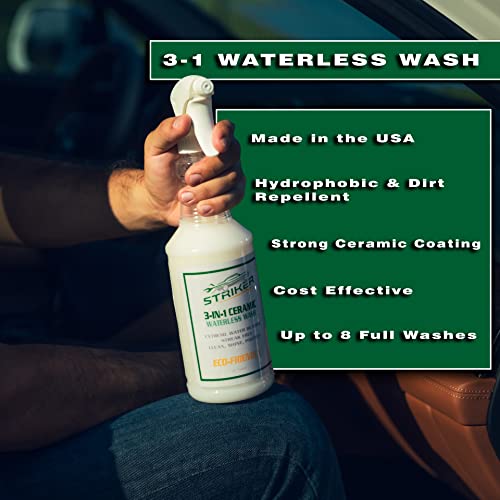 Striker 3-in-1 Ceramic Waterless Car Wash and Protective Coating. Advanced Eco-Friendly Spot Free Cleaning and Detailer Spray β 32 fl. oz.