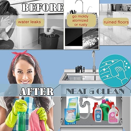 Under Sink Mat 34x22in Silicone Waterproof Mat with Drain Hole Kitchen Cabinet Liner Protector Under Sink Tray for Bathroom Kitchen