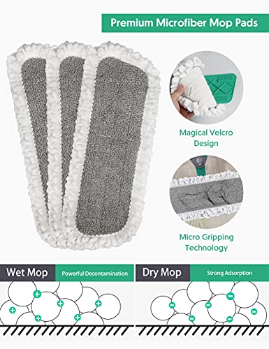 Reusable Mop Pads Compatible with Swiffer PowerMop, Power Mop Refill Pads Microfiber Mop Pads Replacement, 16x6.7Inch Washable Floor Mop Pads Refills Mop Heads for Floor Cleaning, 5 Pack