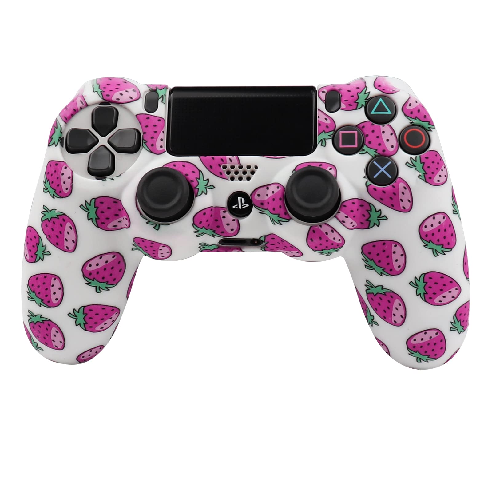 RALAN Fruit Controller Skins for PS4, Silicone Controller Cover Skin Protector Compatible with PS4 Slim/PS4 Pro Controller with 8 Cute Thumb Grips Caps