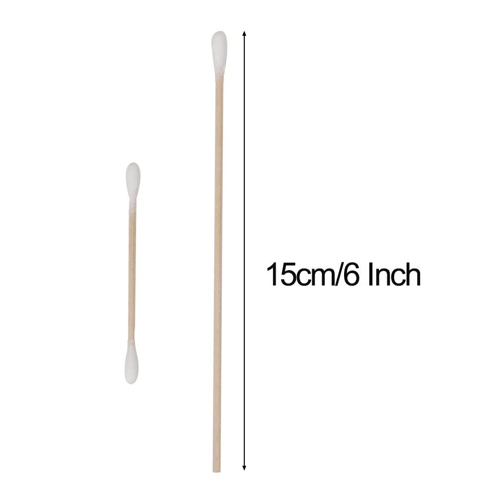 Organic Long q tips Cotton Swabs 6 inch with Thick Wooden Sticks 150 Pcs of Pack, qtips Cotton Swabs Pure Natural Bamboo Biodegradable, Single Head, q tips for ears, Makeup and Daily Use