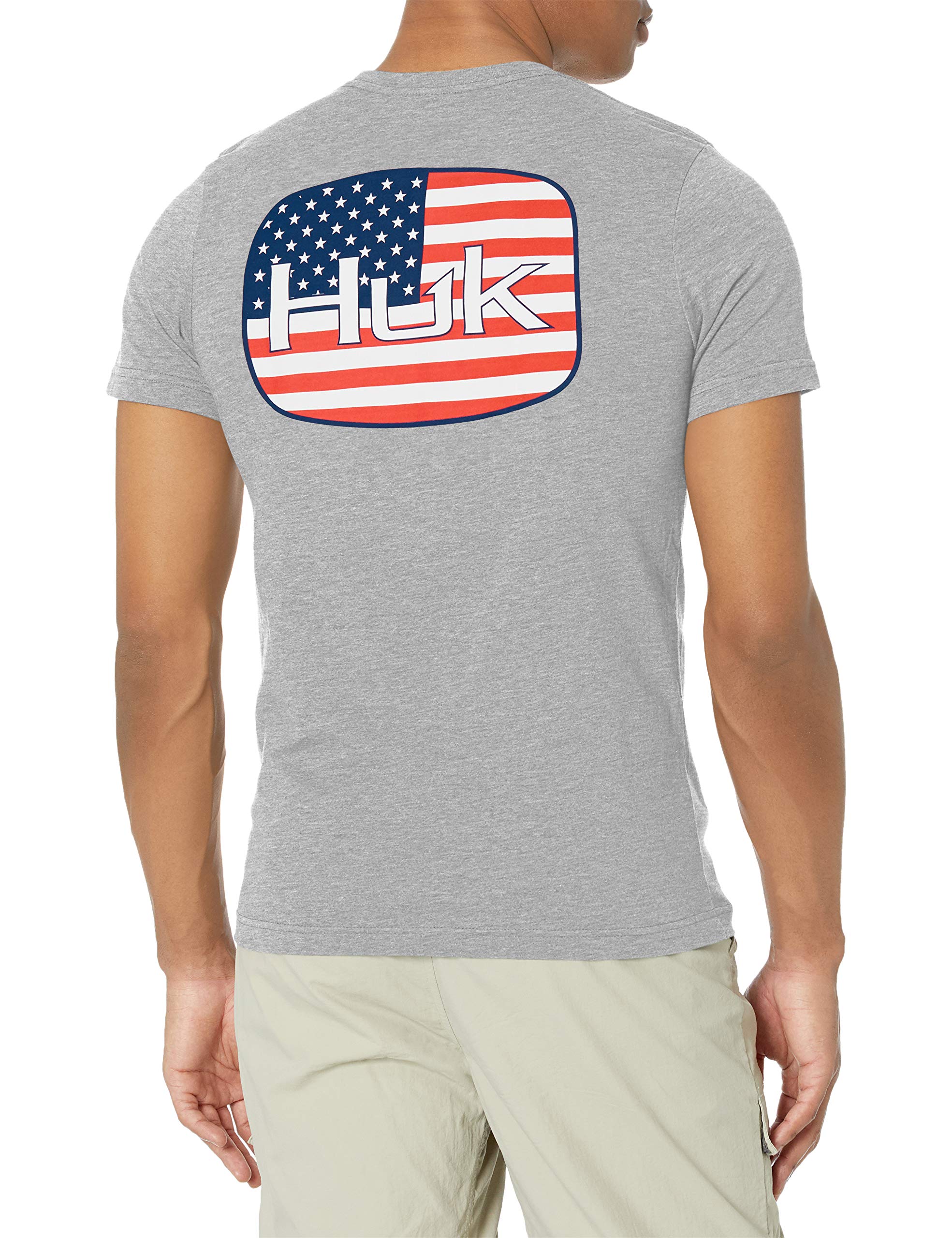 HUK Men's Short Sleeve Tee | Performance Fishing T-Shirt, Huk'd Up-Sargasso Sea Heather, XX-Large